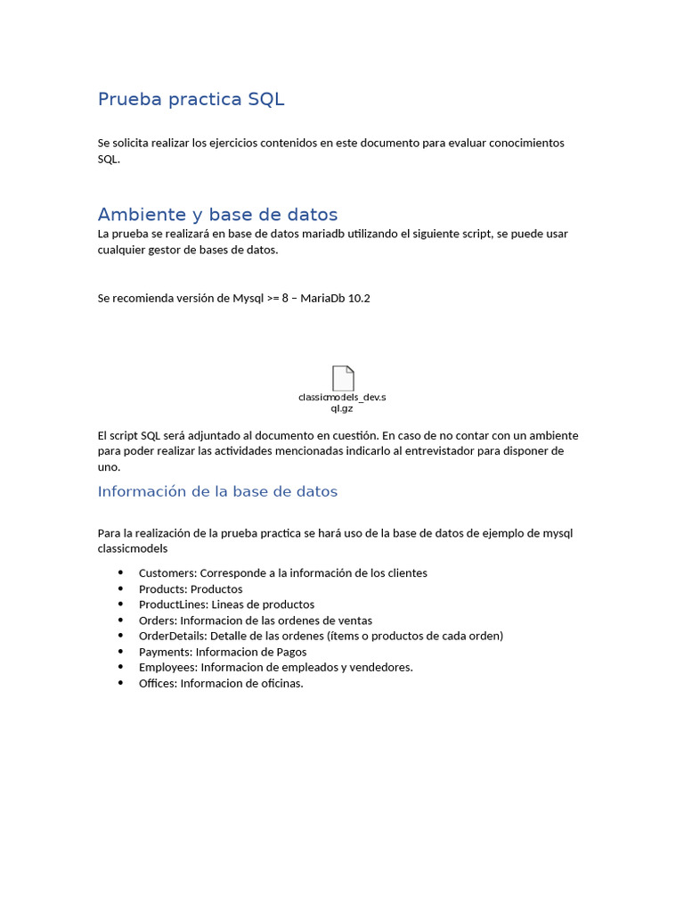 Prueba Practica SQL - 2022 | PDF