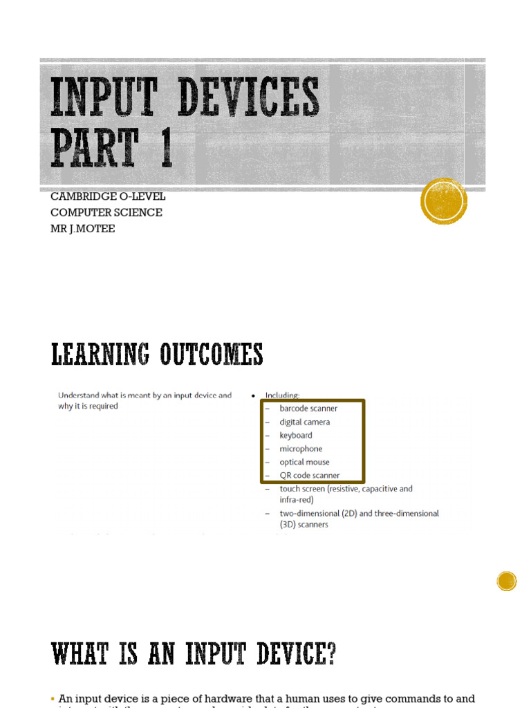 Lesson 21 Input Devices Part 1 | PDF
