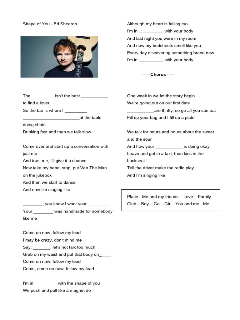 Shape of You Worksheet | PDF
