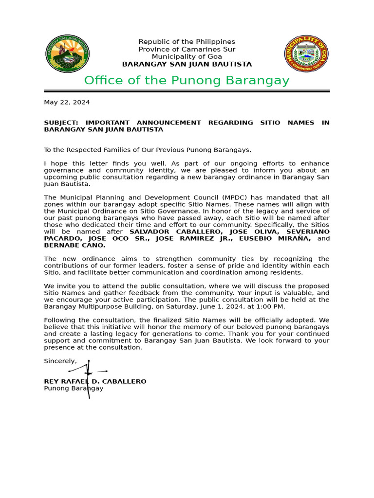 Public Consultation Letter (AutoRecovered) | PDF | Religion & Spirituality