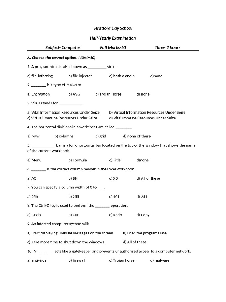 Question For ICSE Class 7 Computer | PDF