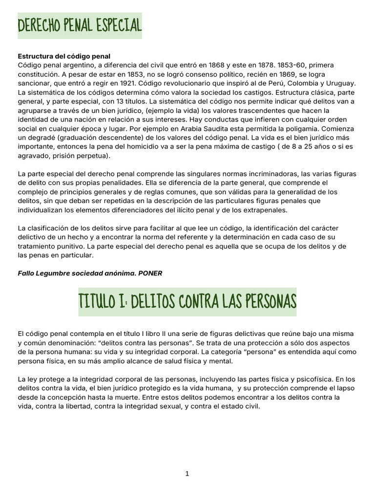 Derecho Penal Especial | PDF
