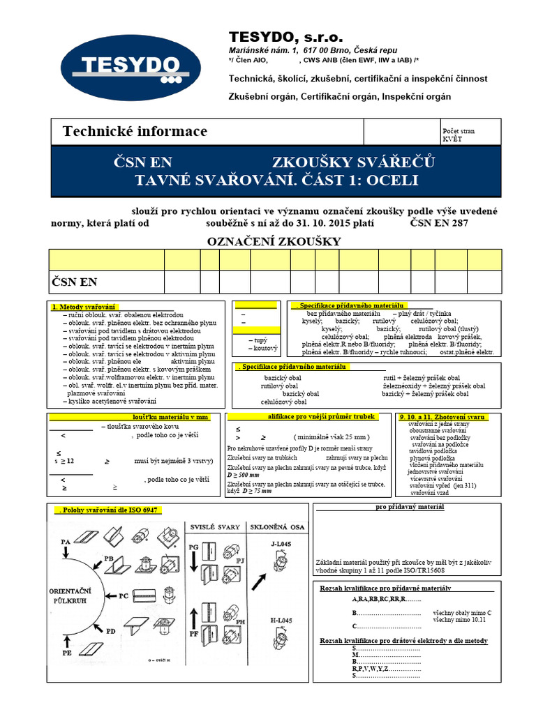 Zkousky Svarecu EN ISO 9606-1 | PDF