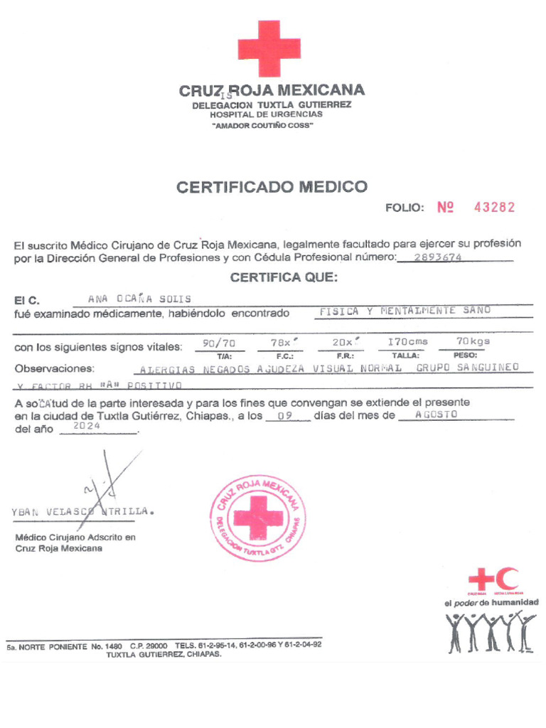 Certificado Medico | PDF