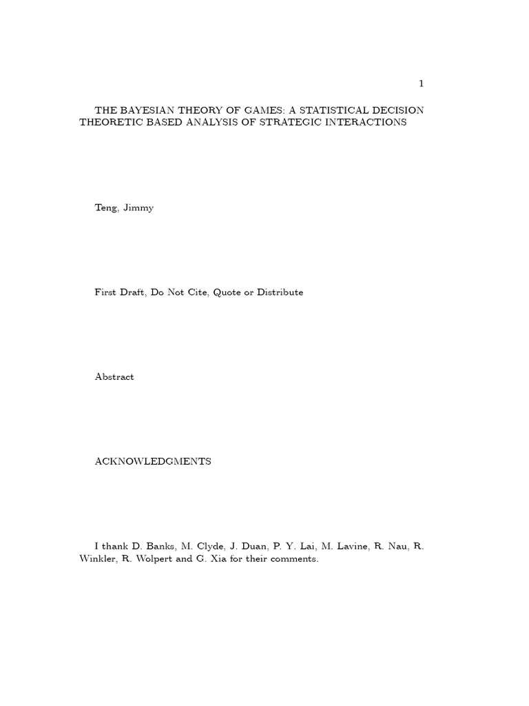 Bayesian Theoryof Games | PDF | Game Theory | Bayesian Inference
