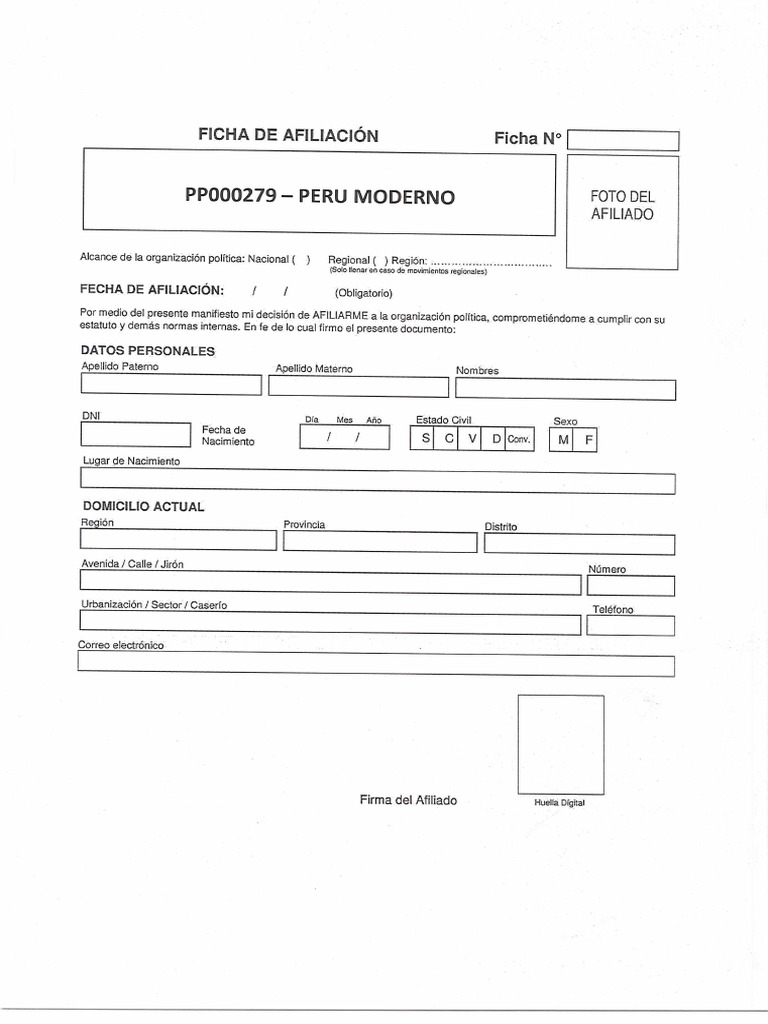 Ficha de Afiliacion | PDF