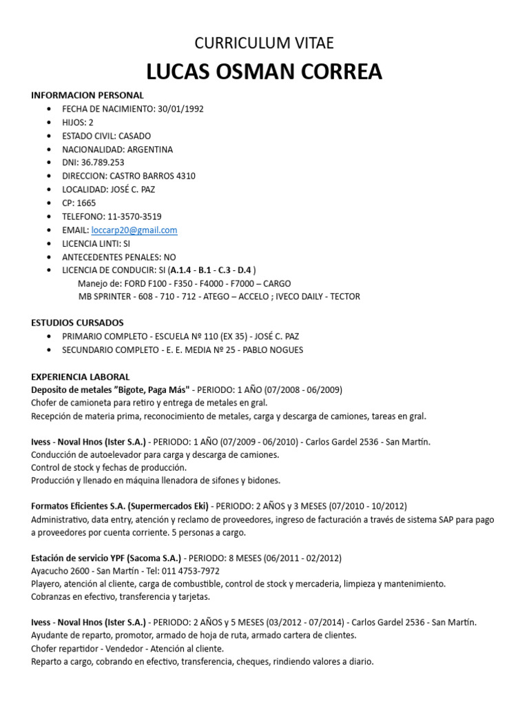 CV Lucas Correa | PDF