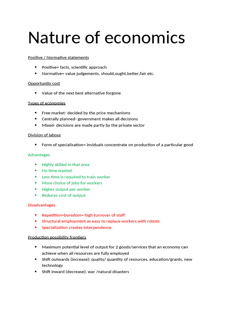 Economics Unit 1 Rev | PDF