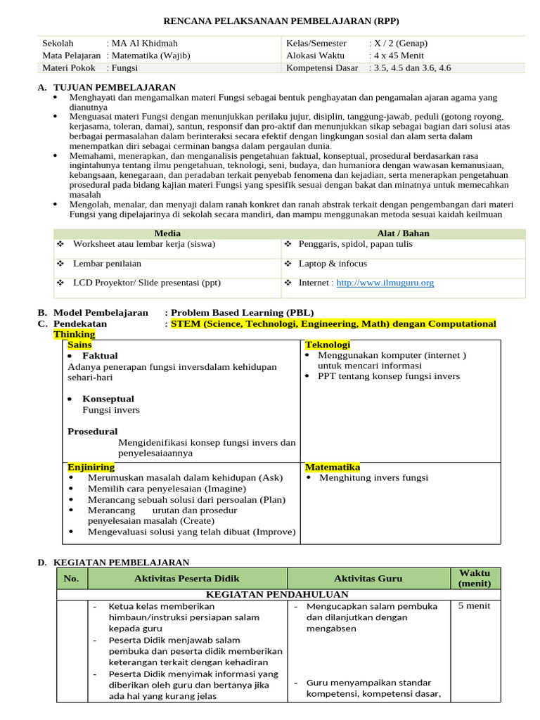 5.4 RPP II MTK Wajib X | PDF