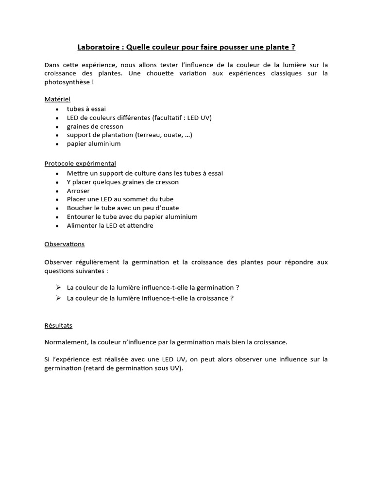 4.labo - Quelle Couleur Pour Faire Pousser Une Plante | PDF