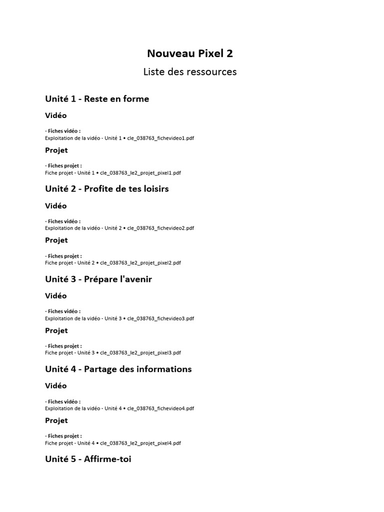 Liste Des Ressources | PDF