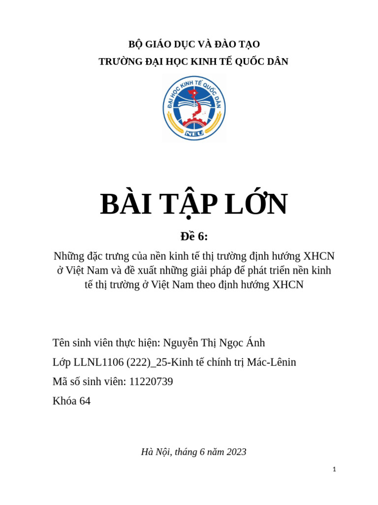 11220739 - Nguyễn Thị Ngọc Ánh - BTL KTCT | PDF