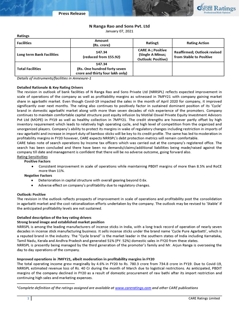 N Ranga Rao and Sons Pvt. LTD | PDF