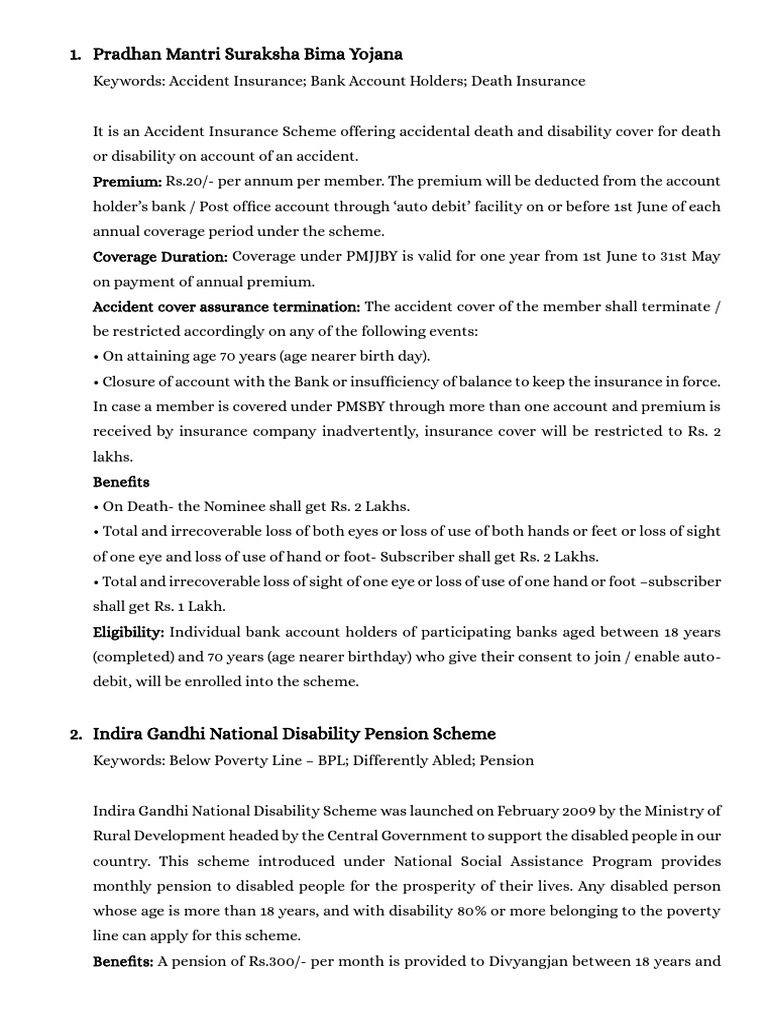 Social Security Schemes in India | PDF