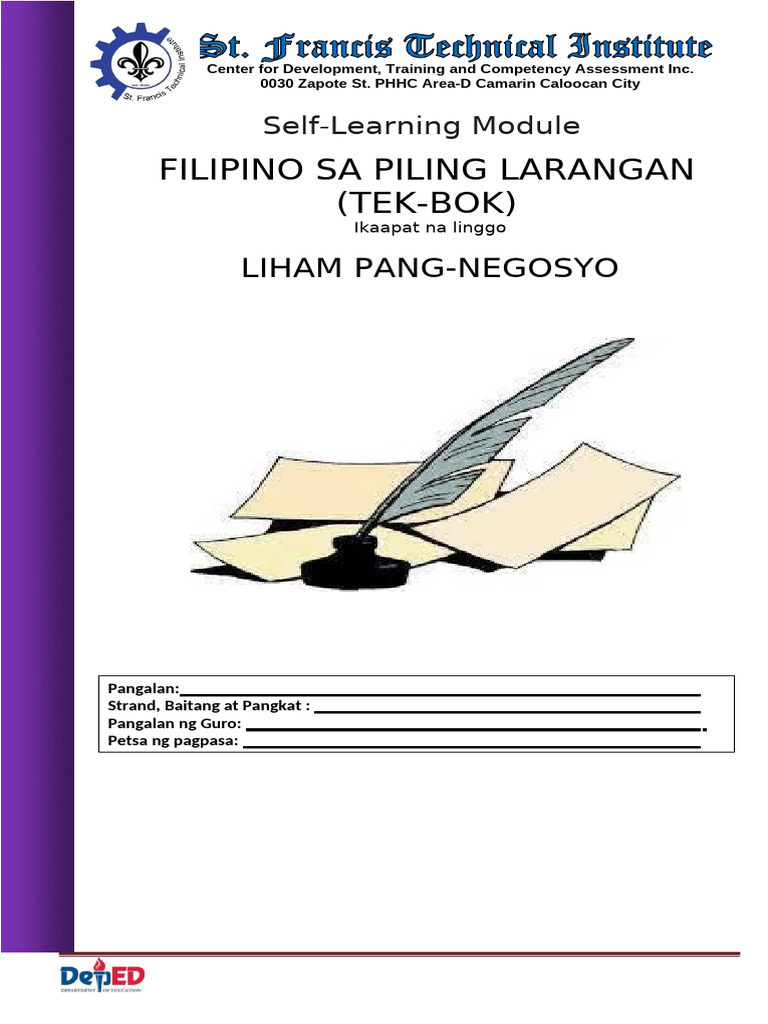 Week-4 - Filipino Sa Piling Larangan - Tek-Bok | PDF