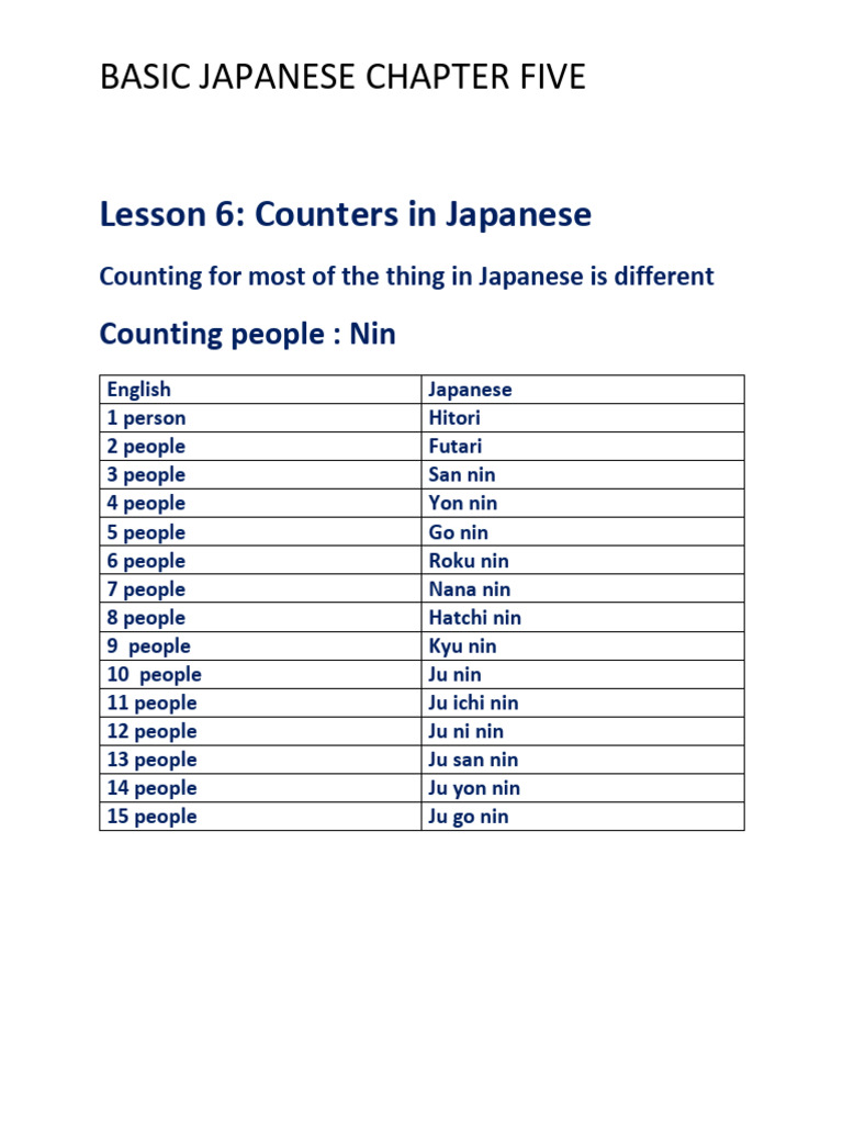 Japanese Counters | PDF