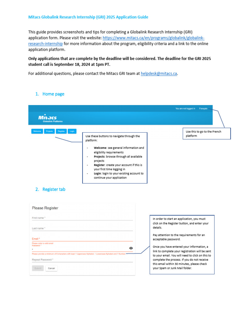 Mitacs Globalink Research Internship (GRI) 2025 - Student Application ...