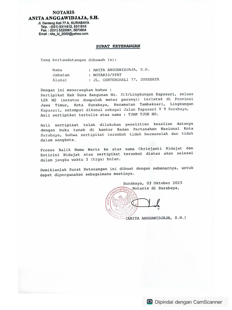 Covernote Notaris | PDF