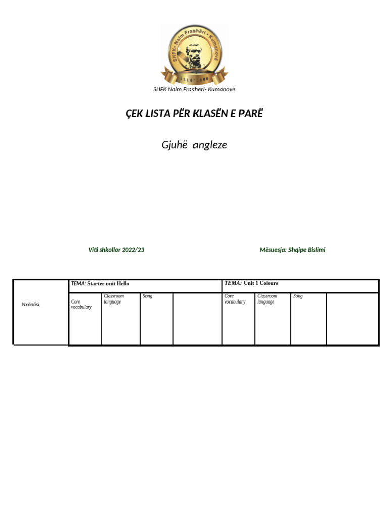 Plan Per Mesim Shtues Dhe Plotesues | PDF