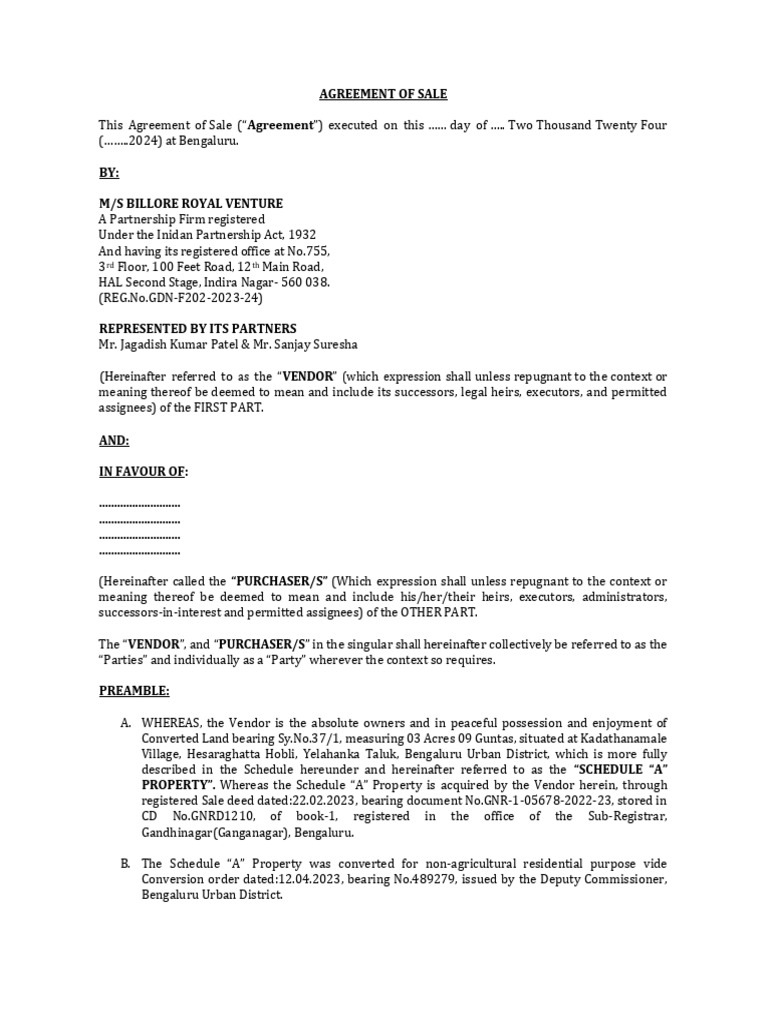 RERA Sale Agreement | PDF