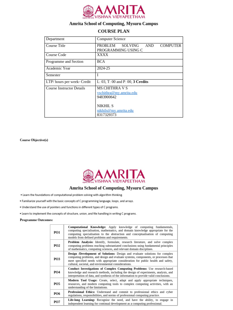 Problem Solving and Computer Programming Using C | PDF
