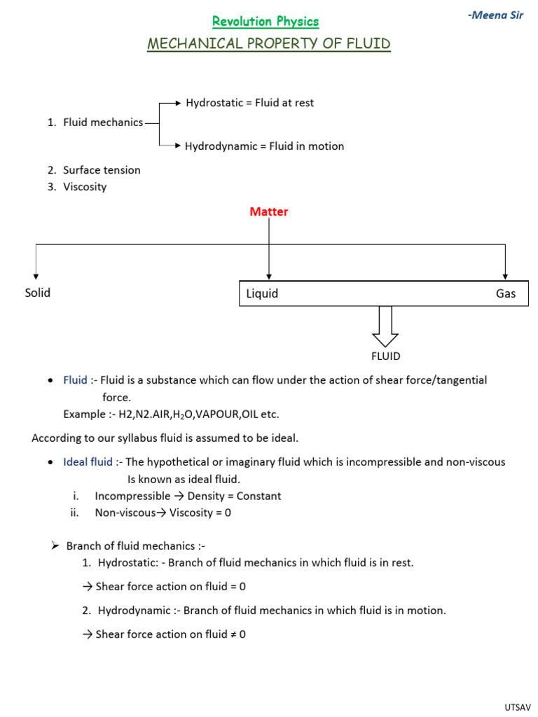 MECHANICAL PROPERTY OF FLUID (Revolution Phy) | PDF | Pressure | Fluid