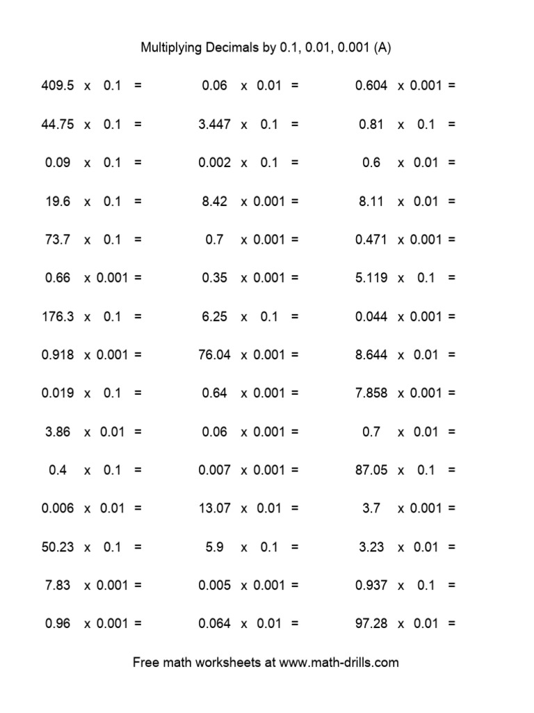 Multiplying Decimals by Powers of 10 | PDF