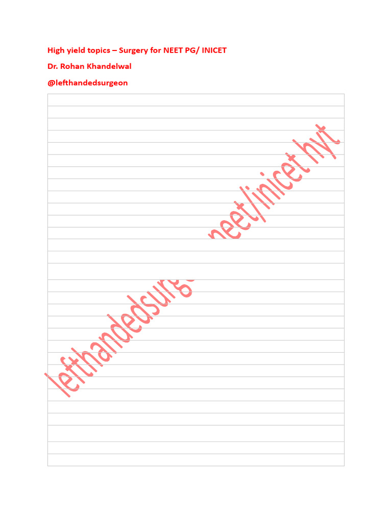 Neet PG Inicet Surgery Hyt's | PDF
