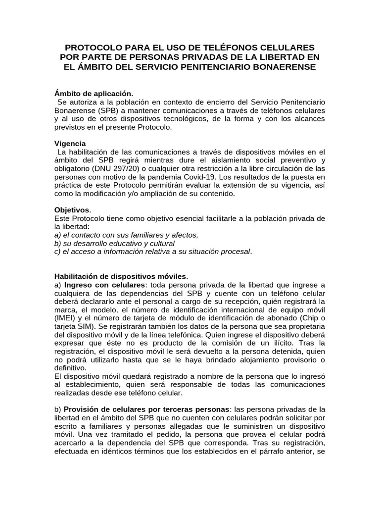Protocolo Uso de Celulares | PDF