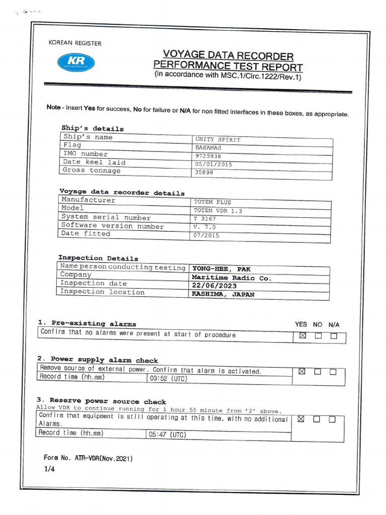 B.8.2a VDR Certificate Report | PDF