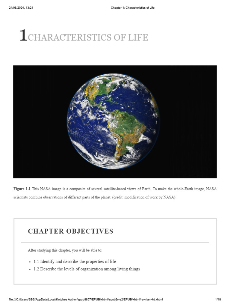 Chapter 1 Characteristics of Life | PDF