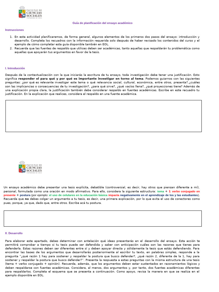 Gu A de Planificaci N Ensayo | PDF