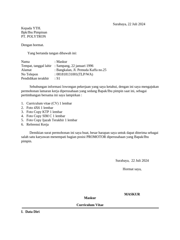 Maskur - Promotor | PDF