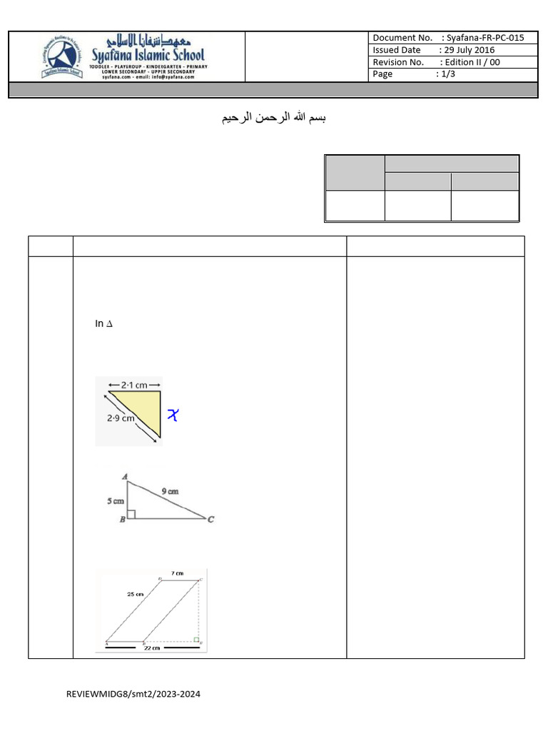 Review Math G8 Mid SMT 2 | PDF