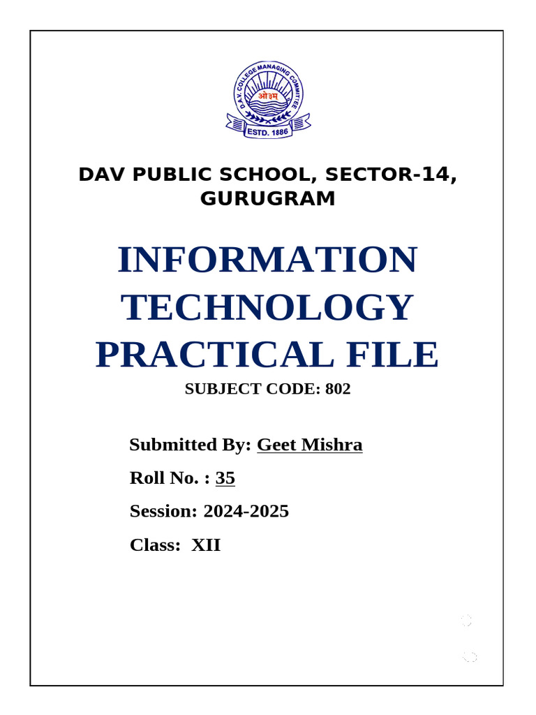 Practical File - XII-K JAVA (Geet) | PDF | Computer Engineering | Computer Science