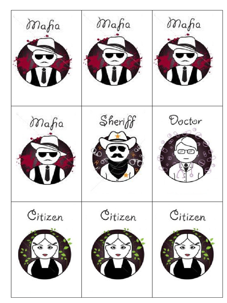 Mafia Cards Boardgames Flashcards Role Plays Drama and Improvi - 139298 ...