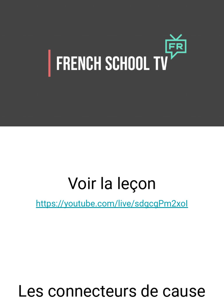Les Connecteurs de Cause en Français - Tous Niveaux | PDF