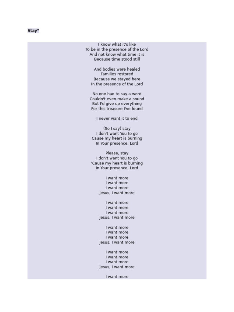 STAY Lyrics | PDF