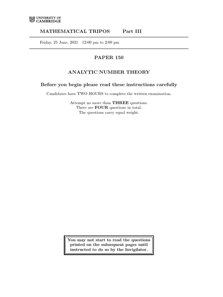 Analytic Number Theory | PDF