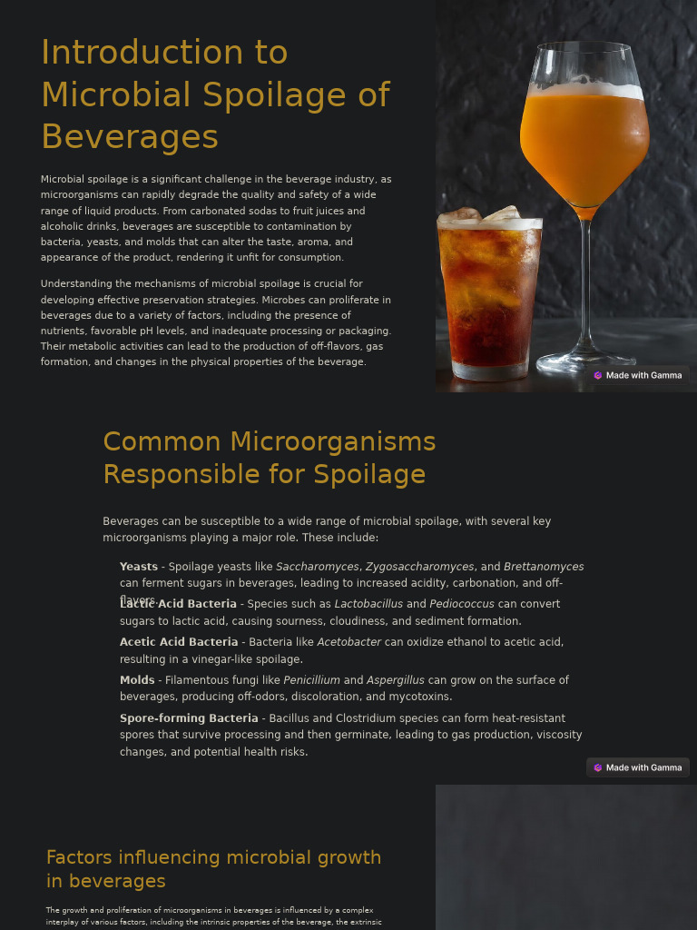 Introduction To Microbial Spoilage of Beverages | PDF
