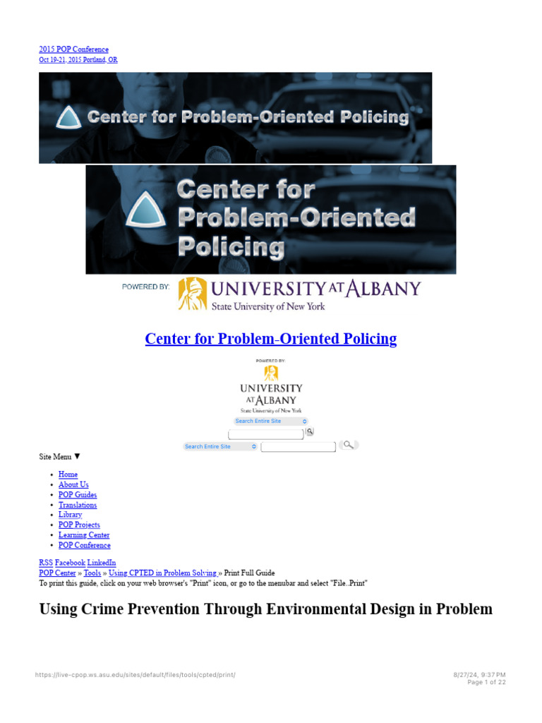 Center For Problem-Oriented Policing - Tool Guides - Using CPTED in Problem Solv | PDF