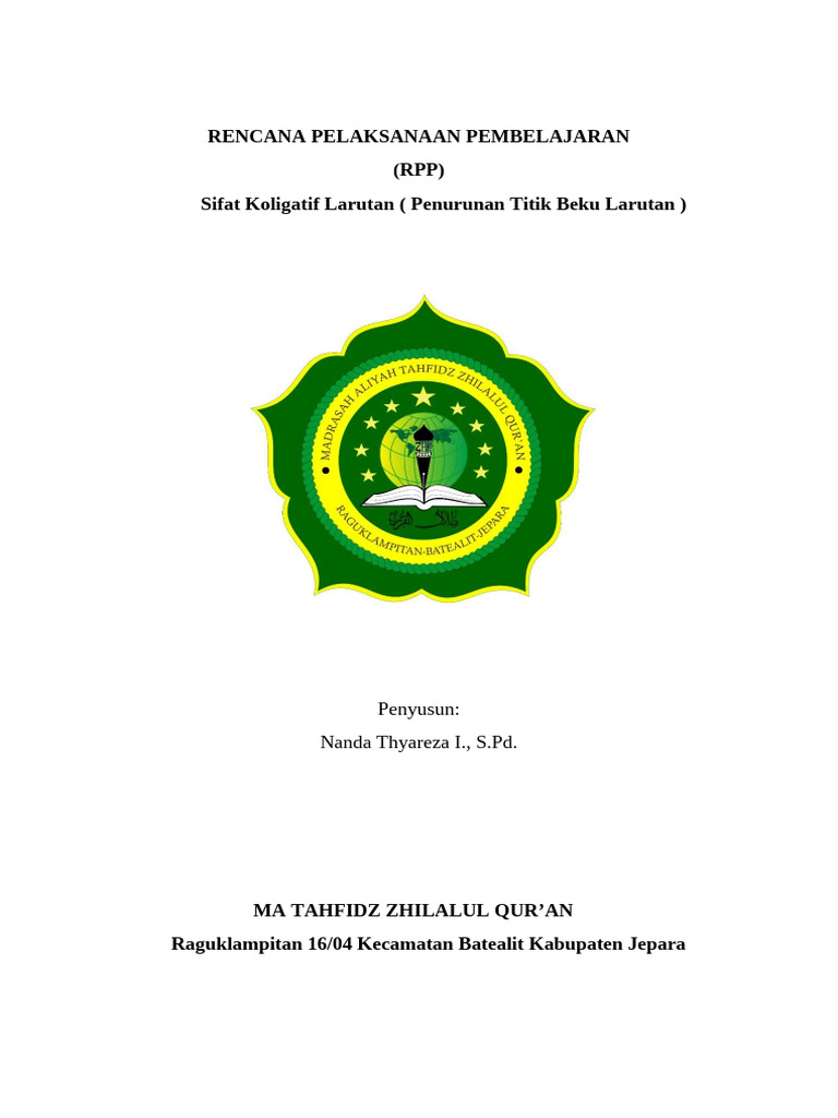 RPP Penurunan Titik Beku Larutan | PDF