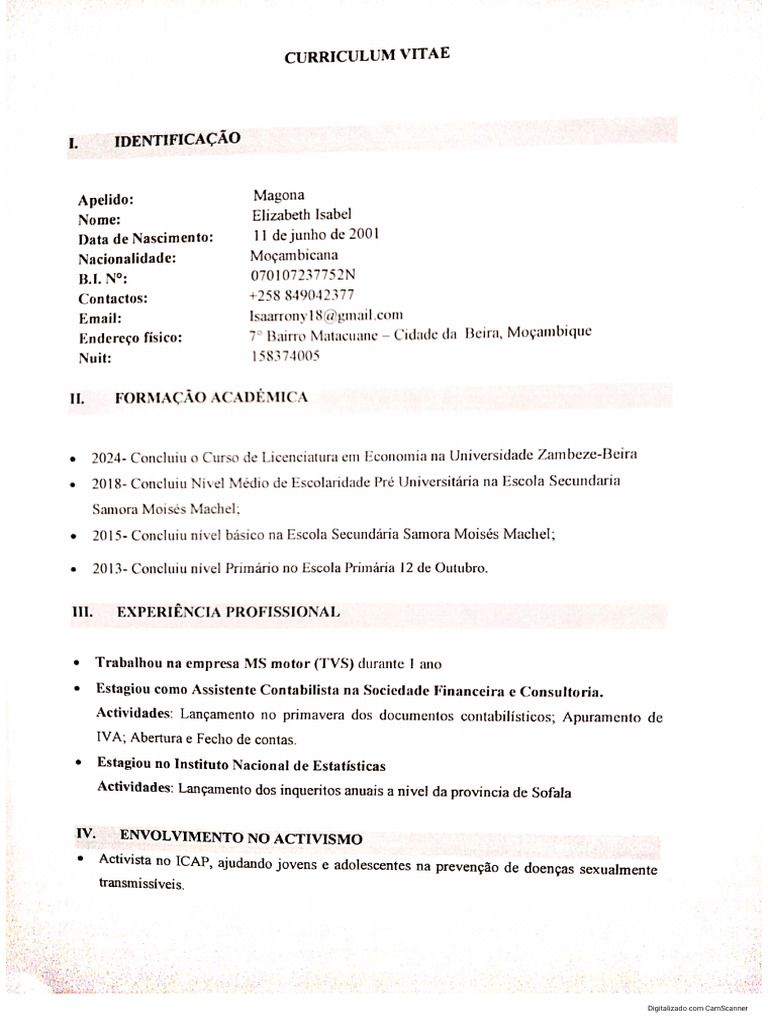 CV - Elizabeth | PDF