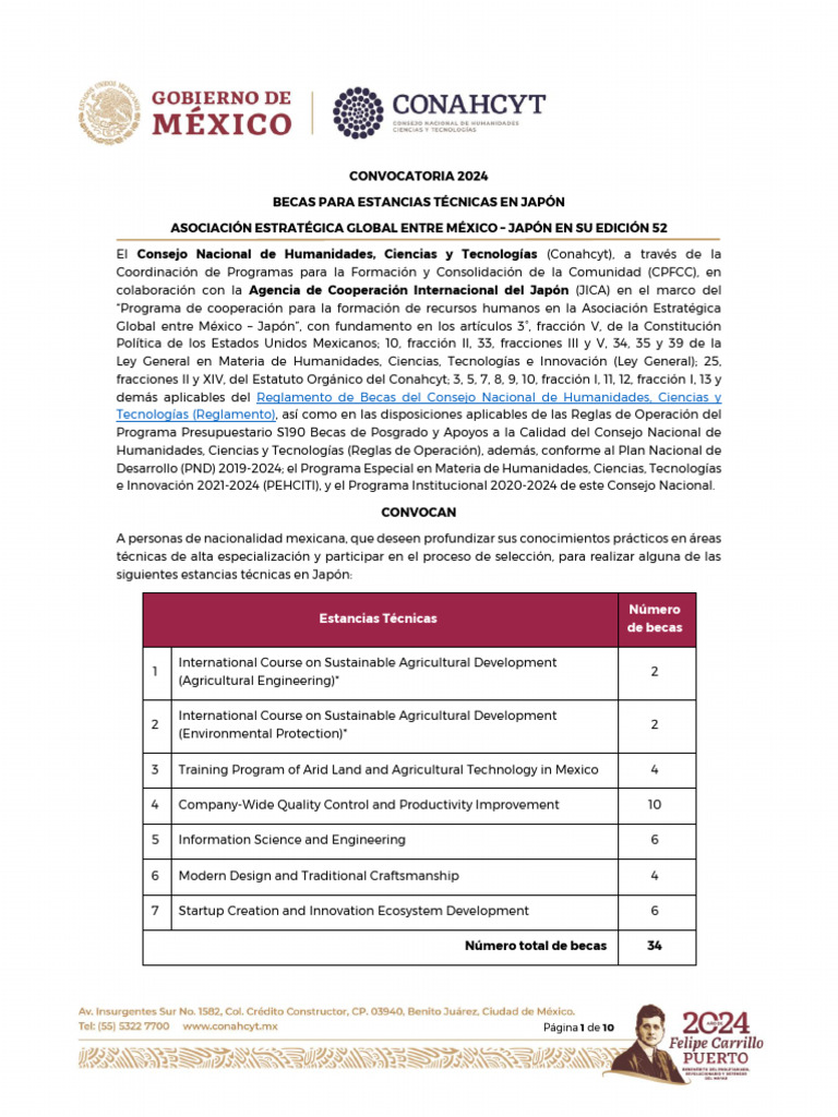 Convocatoria CONAHCYT JICA 2024 | PDF