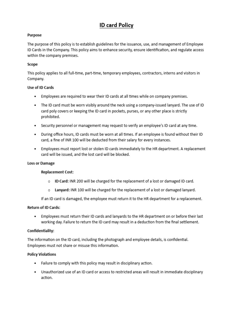 ID Card Policy | PDF