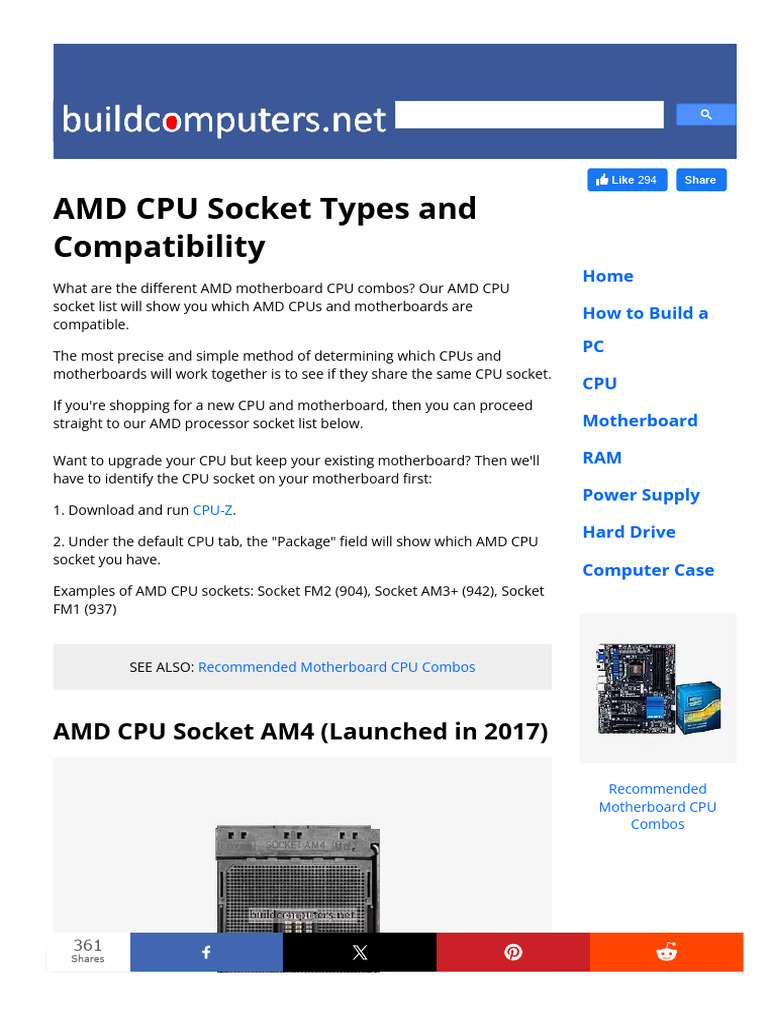 Amd Cpu Socket | PDF