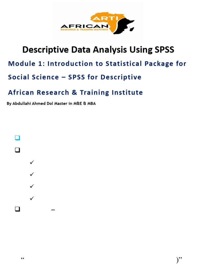 Module One Introduction To SPSS | PDF