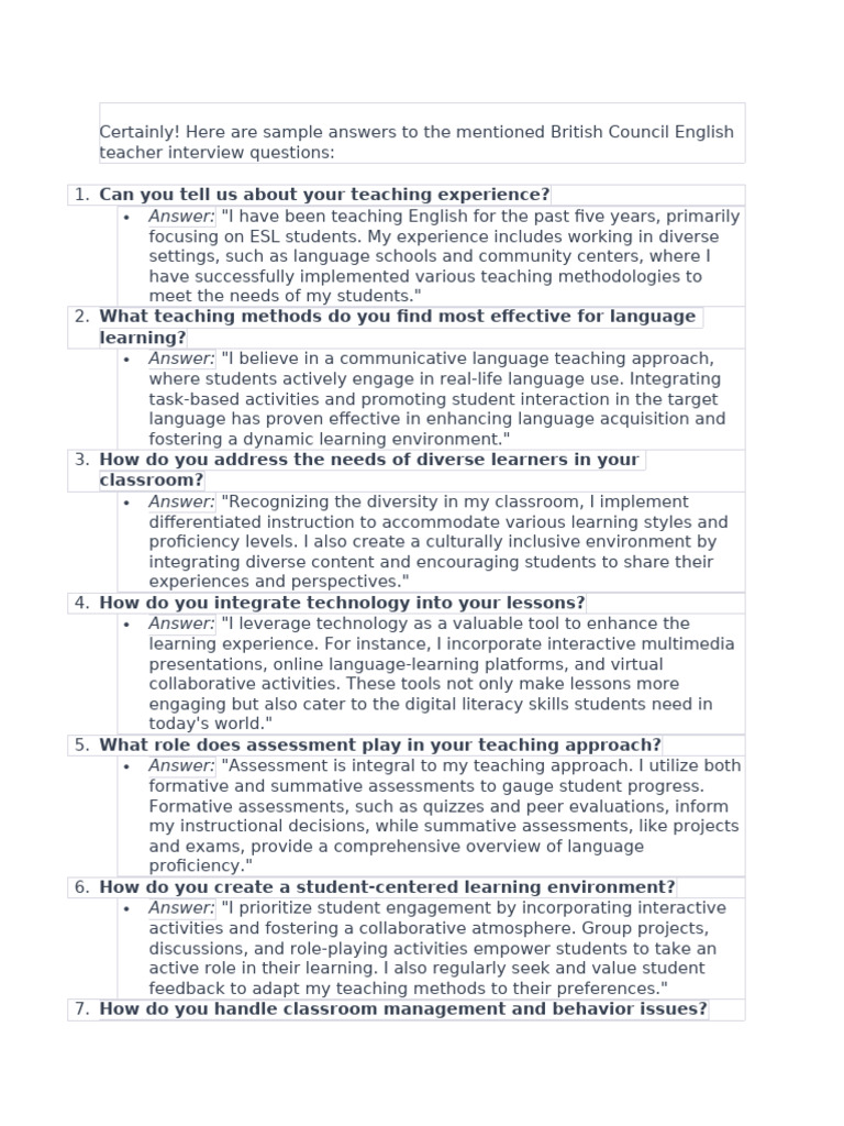 British Council Questions and Answers | PDF