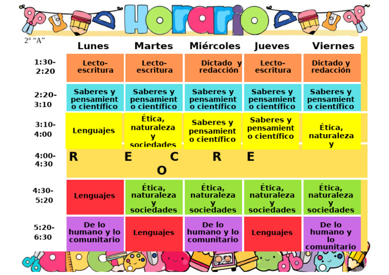 Horario NEM 2 Grado | PDF