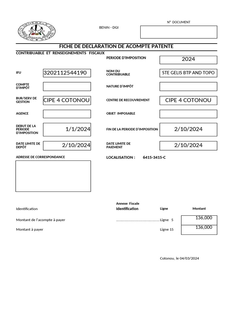 Acompte Patente | PDF